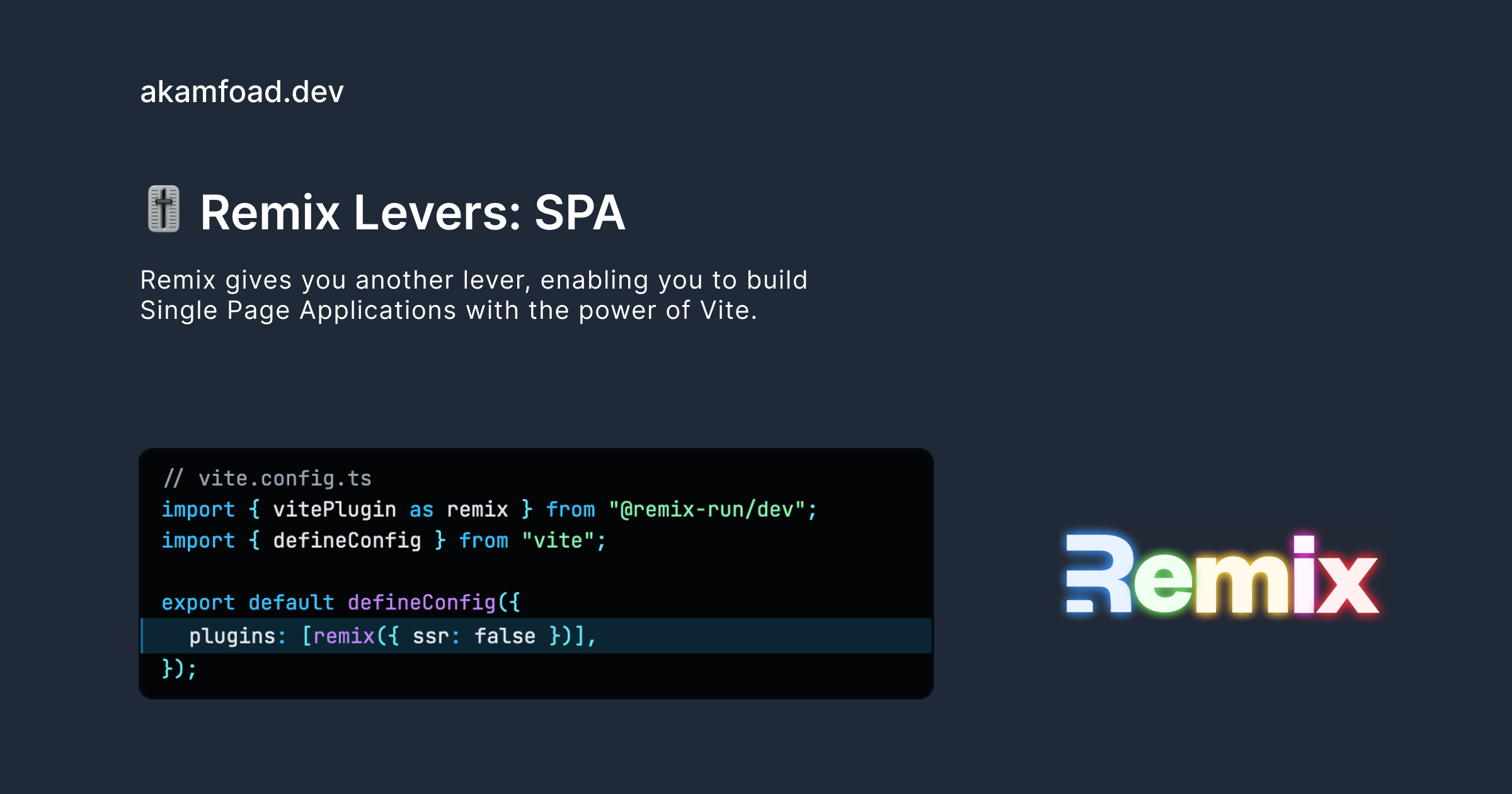 🎚️ Remix Levers: SPA | Akam Foad